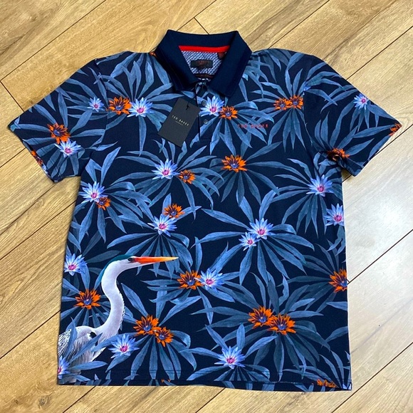 Ted Baker | Shirts | Nwt Ted Baker Golf Floral Print Polo | Poshmark